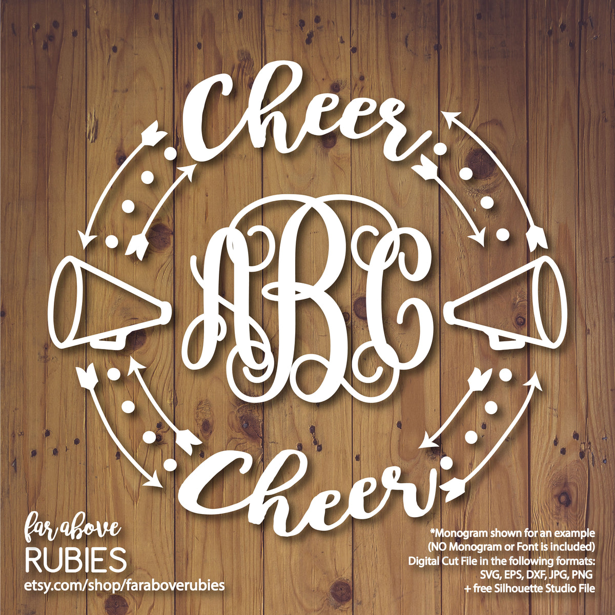 Cheer Monogram Wreath with Megaphones (monogram NOT included) digital ...