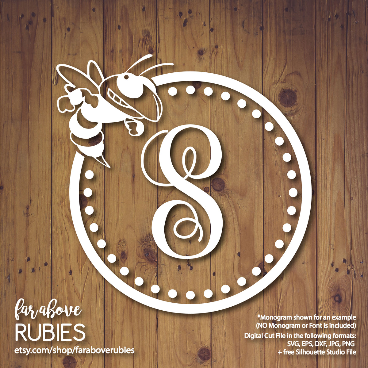 Yellow Jackets Stingers Hornets Monogram Circle (monogram NOT included ...